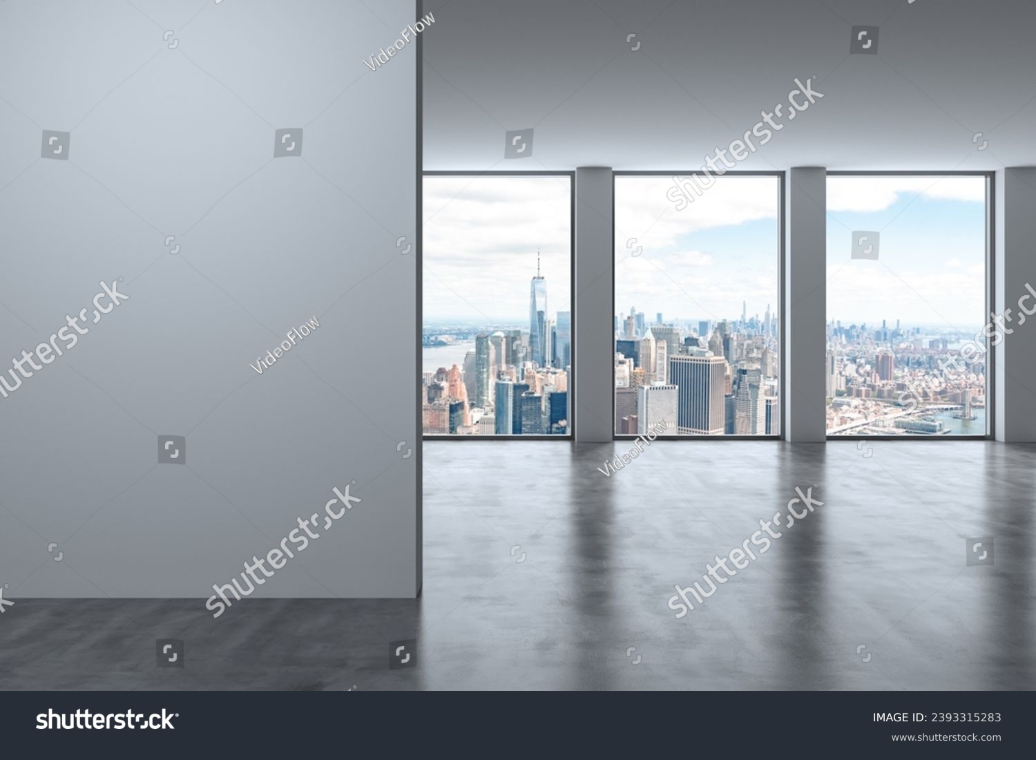 Downtown New York Lower Manhattan City Skyline Buildings from High Rise ...