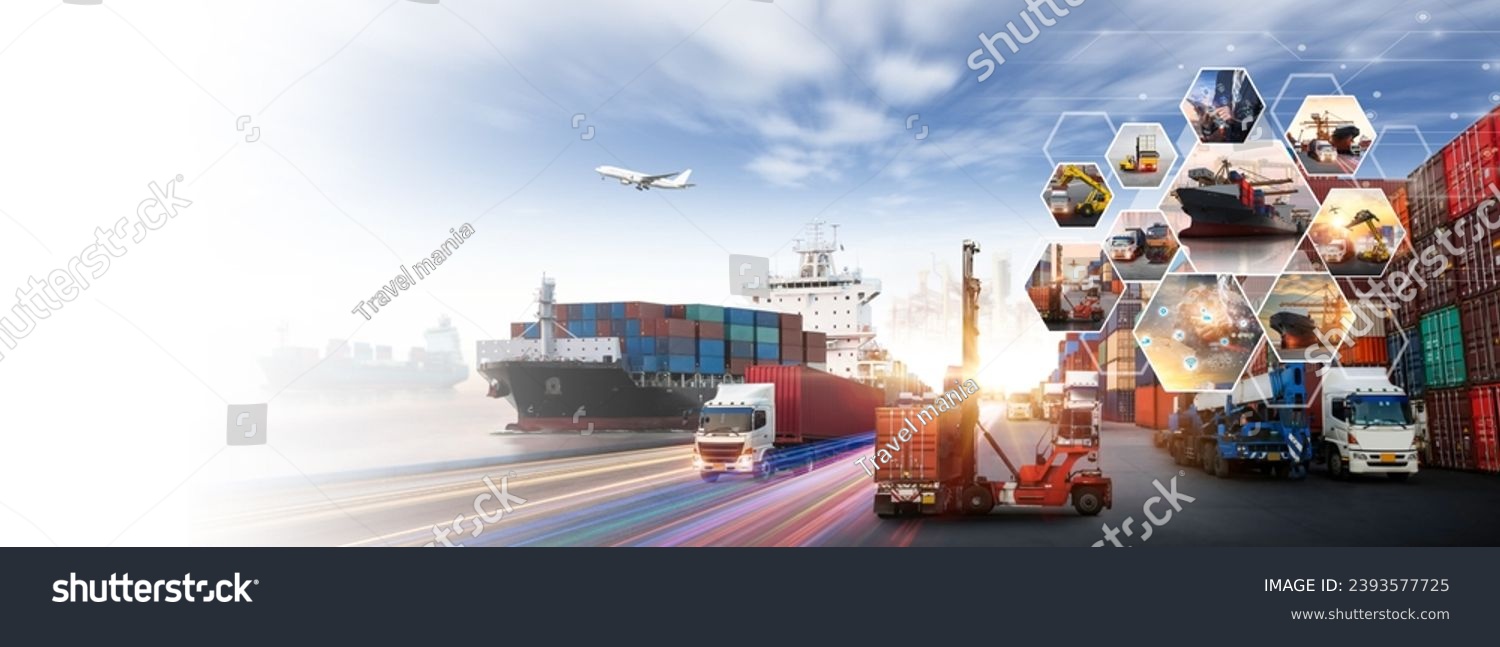 Smart technology concept with global logistics partnership Industrial Container Cargo freight ...
