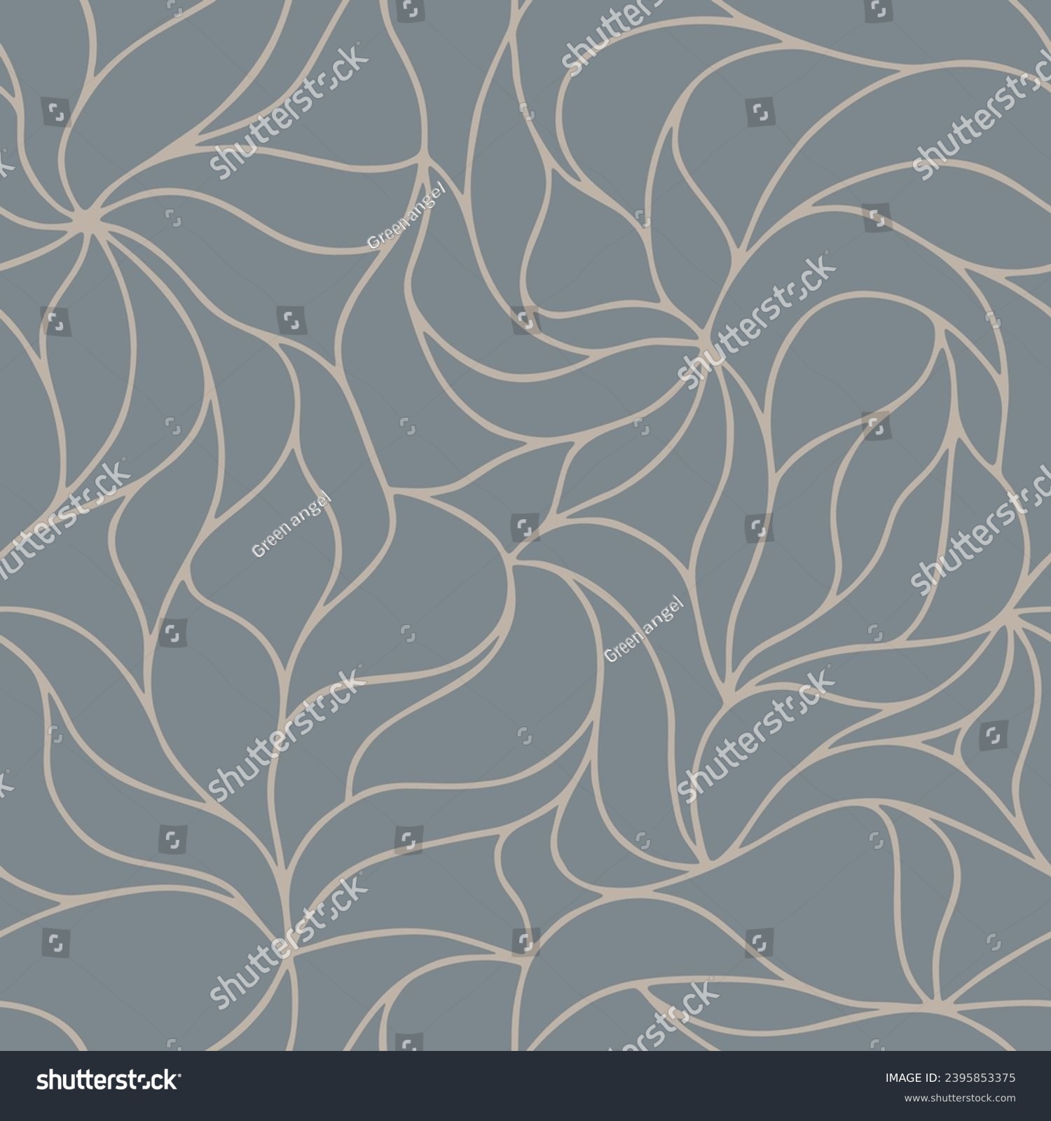 Stylized petals organic pattern with abstract leaf and curved lines ...
