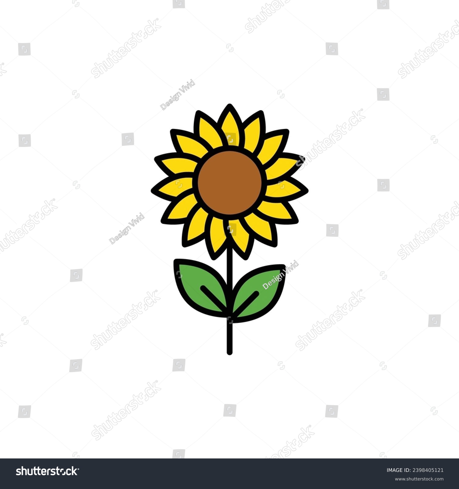 Yellow sunflower icon vector. Sunflower for decorative design._站酷海洛_正版 ...