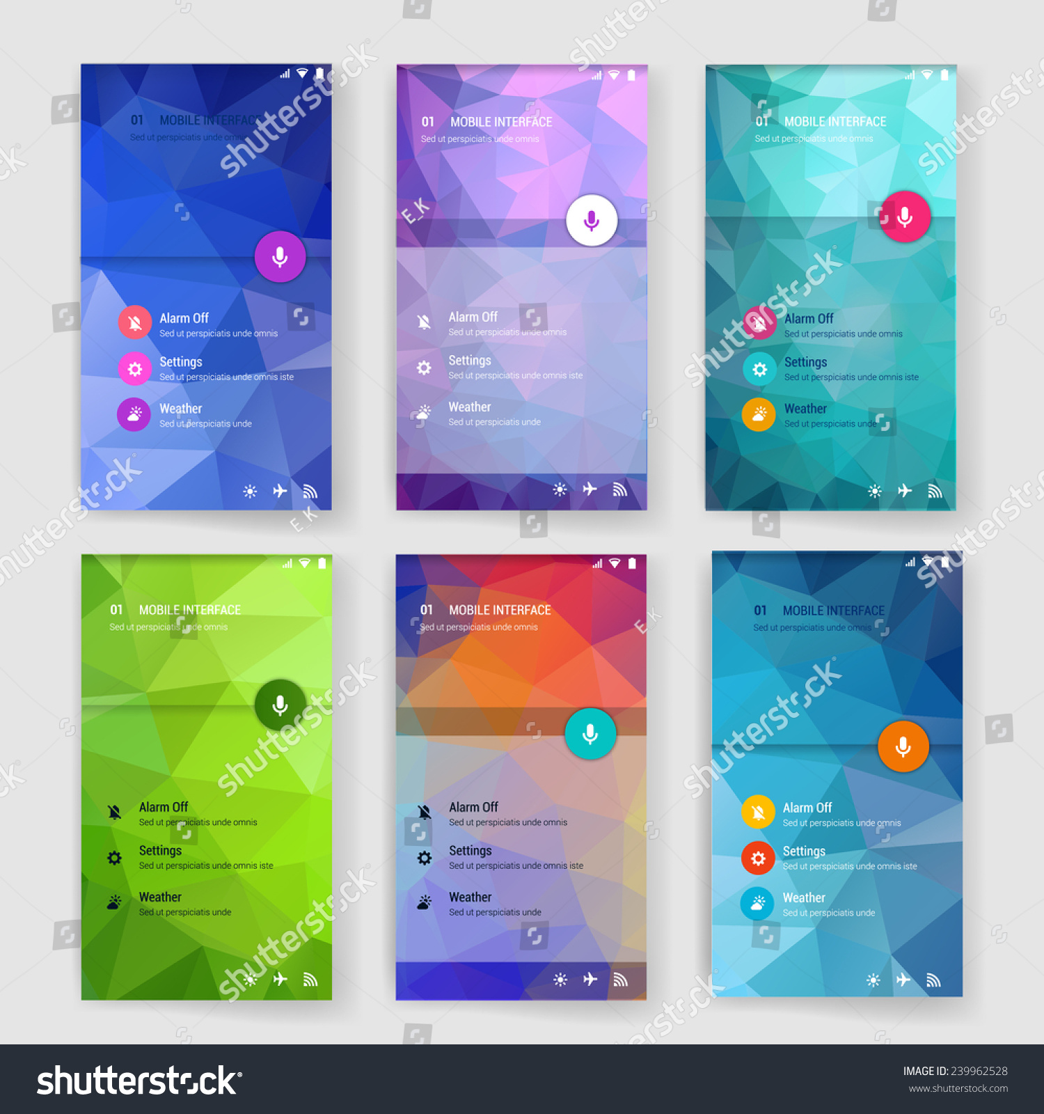 Set of 6 modern user interface (ux ui) screen template for mobile smart ...