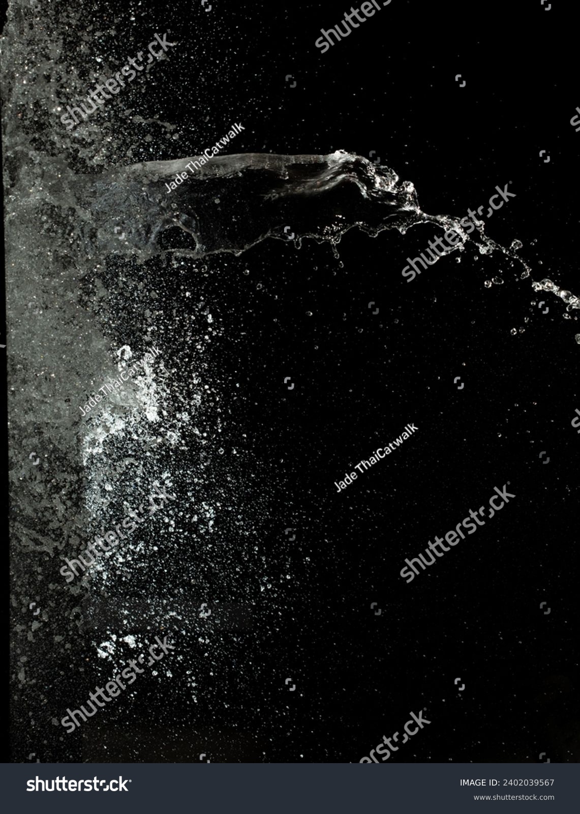 Throwing of Water splashes into drop water attack fluttering in wall ...