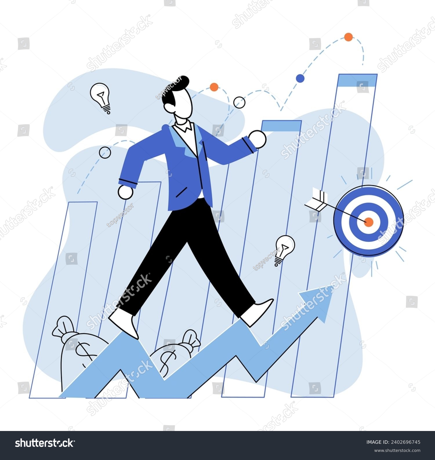 Business objectives. Vector illustration. Defining clear targets helps ...