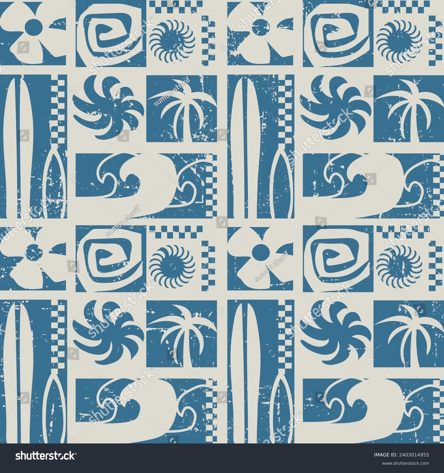 Summer seamless pattern beach life elements Vector illustration print ...