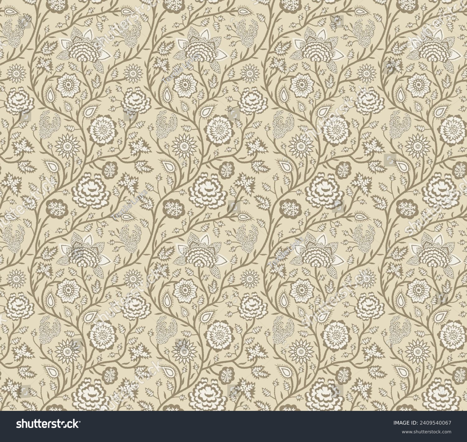 Seamless block print floral pattern for Textile prints and wallpapers ...