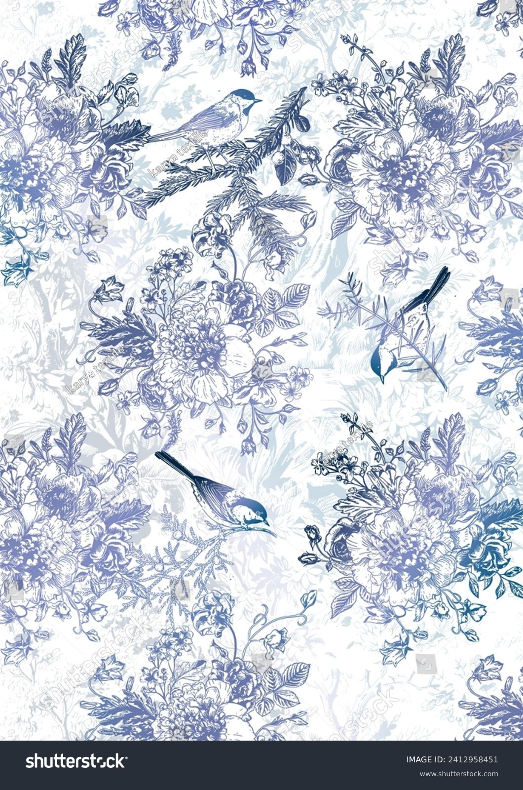 Flower and Bird Chinoseries Dior Pattern_站酷海洛_正版图片_视频_字体_音乐素材交易平台_站酷旗下品牌