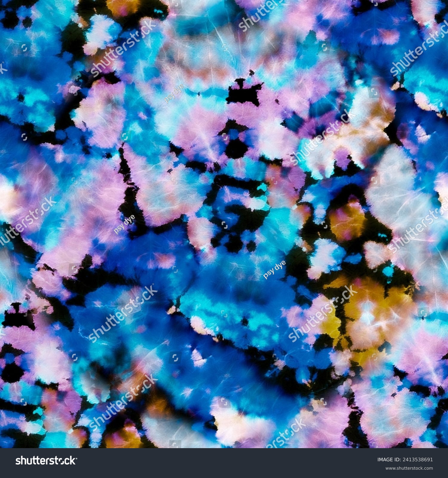 Seamless Tie Dye Dark Blue .Psychedelic Acrylic Overlay .Gradient Tye ...