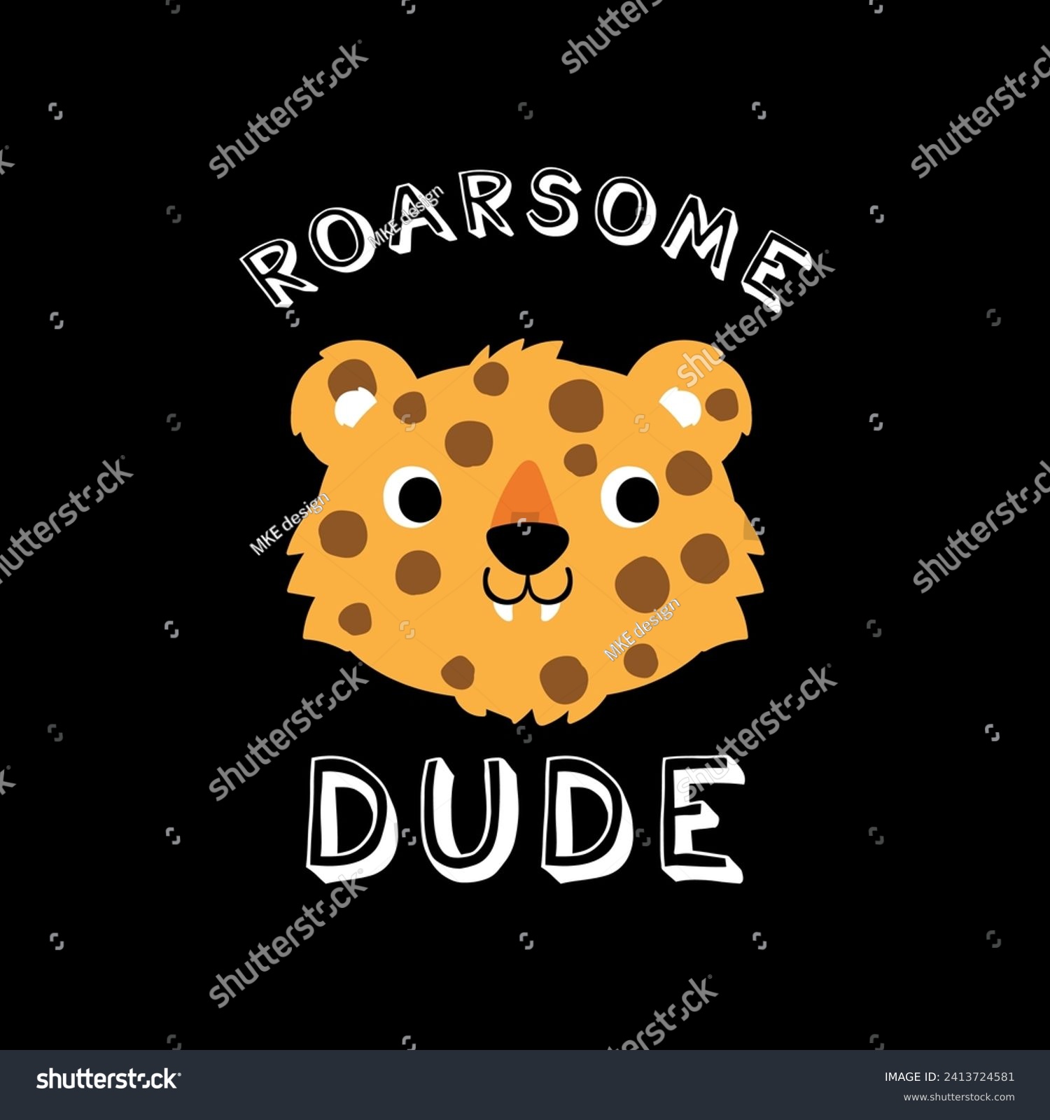 print design with cute leopard head drawing as vector for textile_站酷海洛 ...