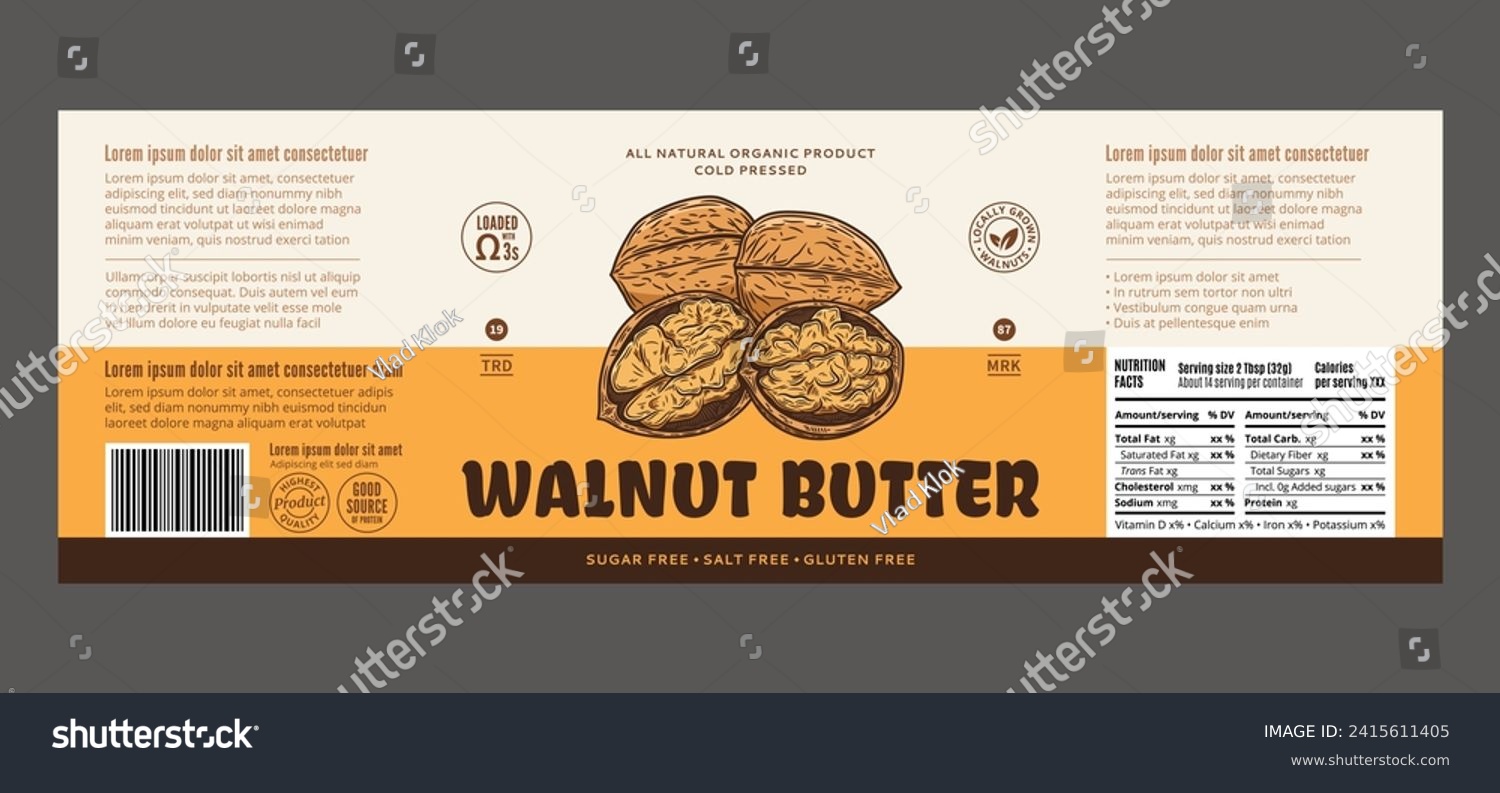 Vector walnut butter label packaging or branding design template_站酷海洛 ...