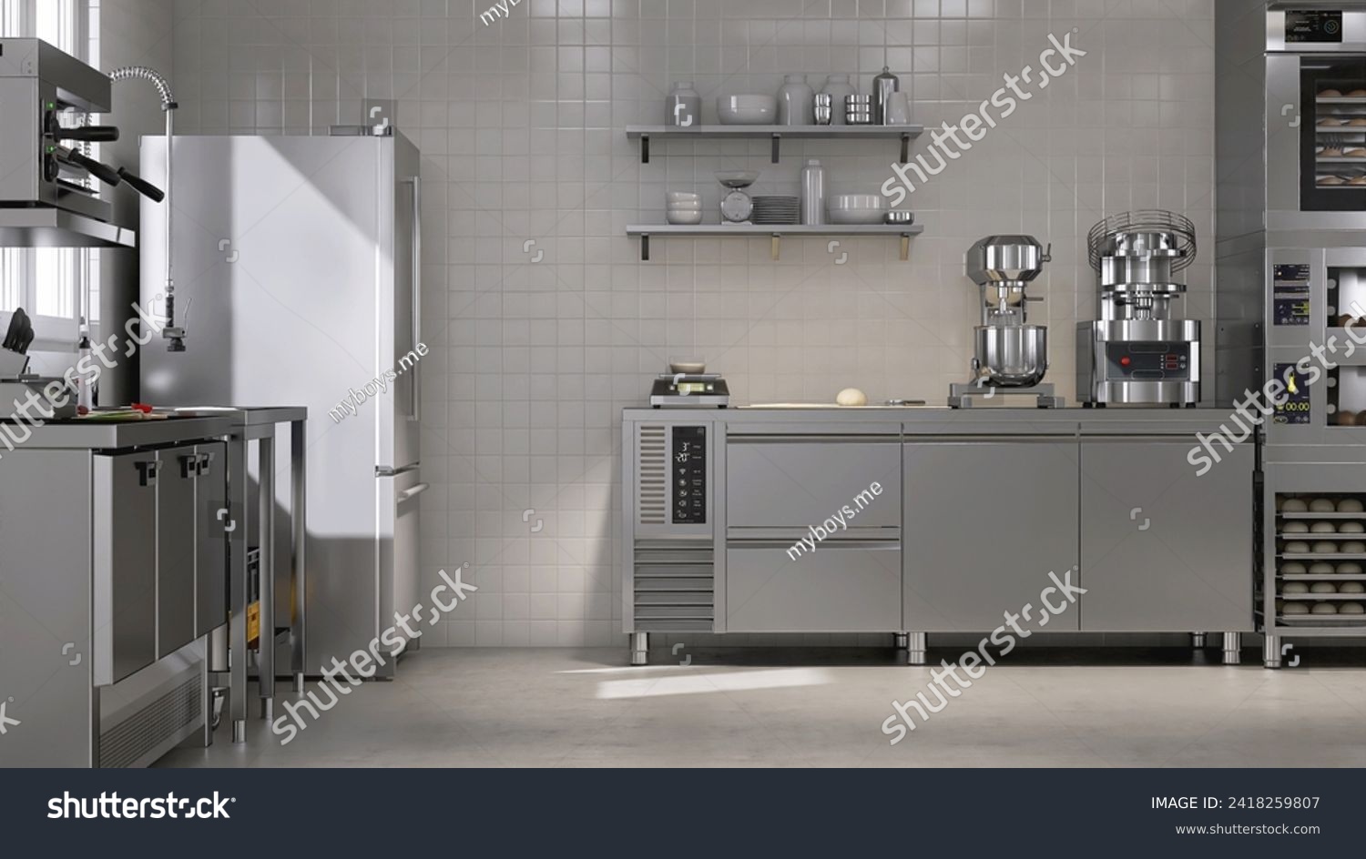 Commercial professional bakery kitchen and stainless steel convection ...