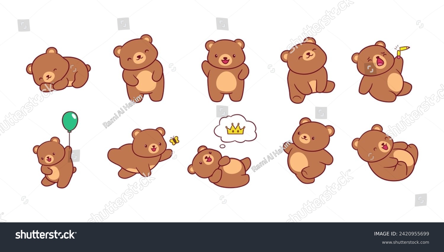Bear Clipart Cute Animal Set. cute bear illustration vector image ...