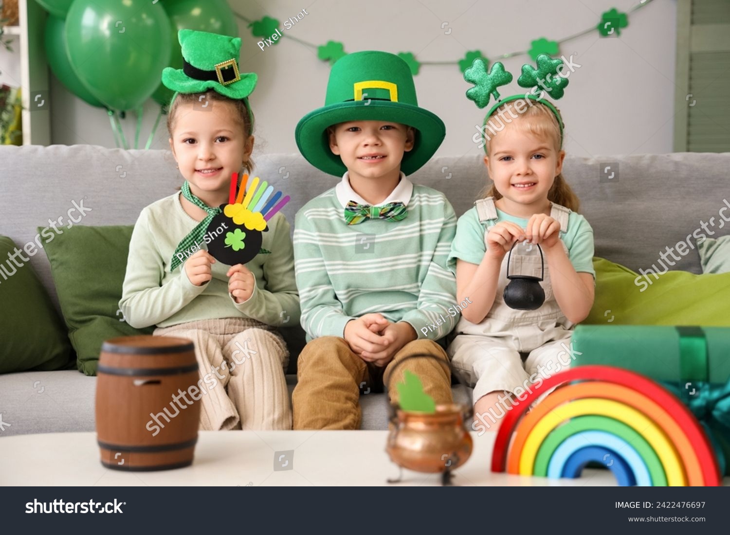 Cute kids celebrating St. Patrick's Day with festive green outfits at ...