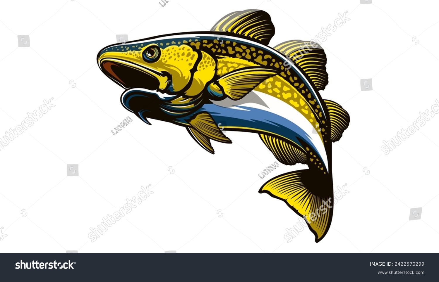Cod fish logo design. Cod fish emblem. Fishing theme illustration. Fish ...