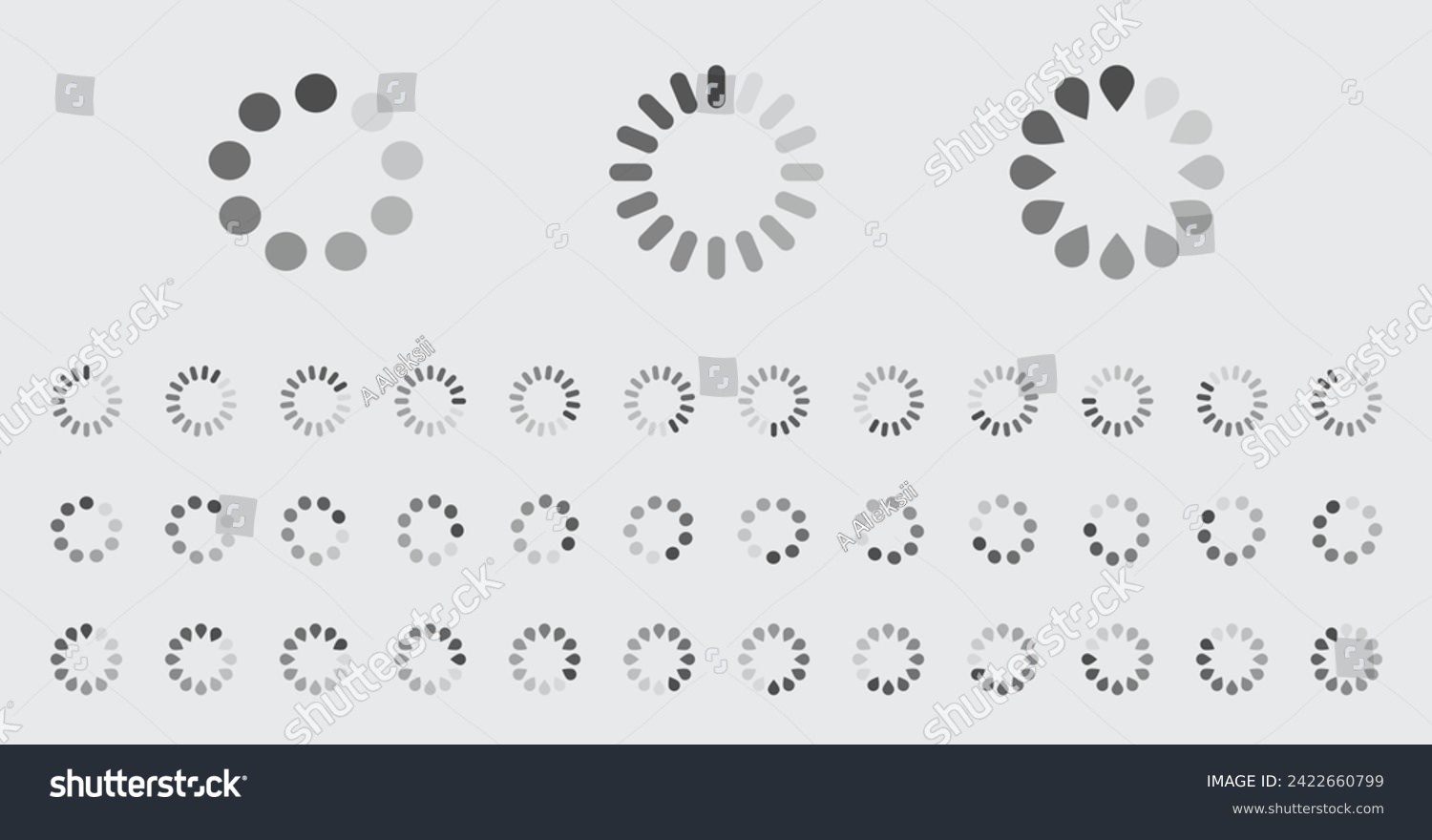 Circular Loading Buffering Icons Vector Set Video Ready for Animation Gif 12FPS All Keyframes ...