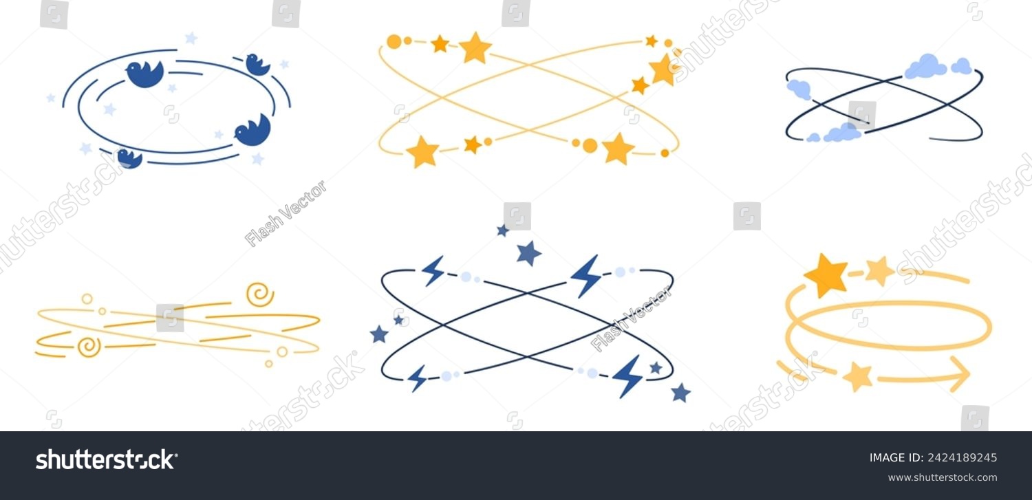 Dizzy line icons set. Vertigo and dizziness symbols collection with ...