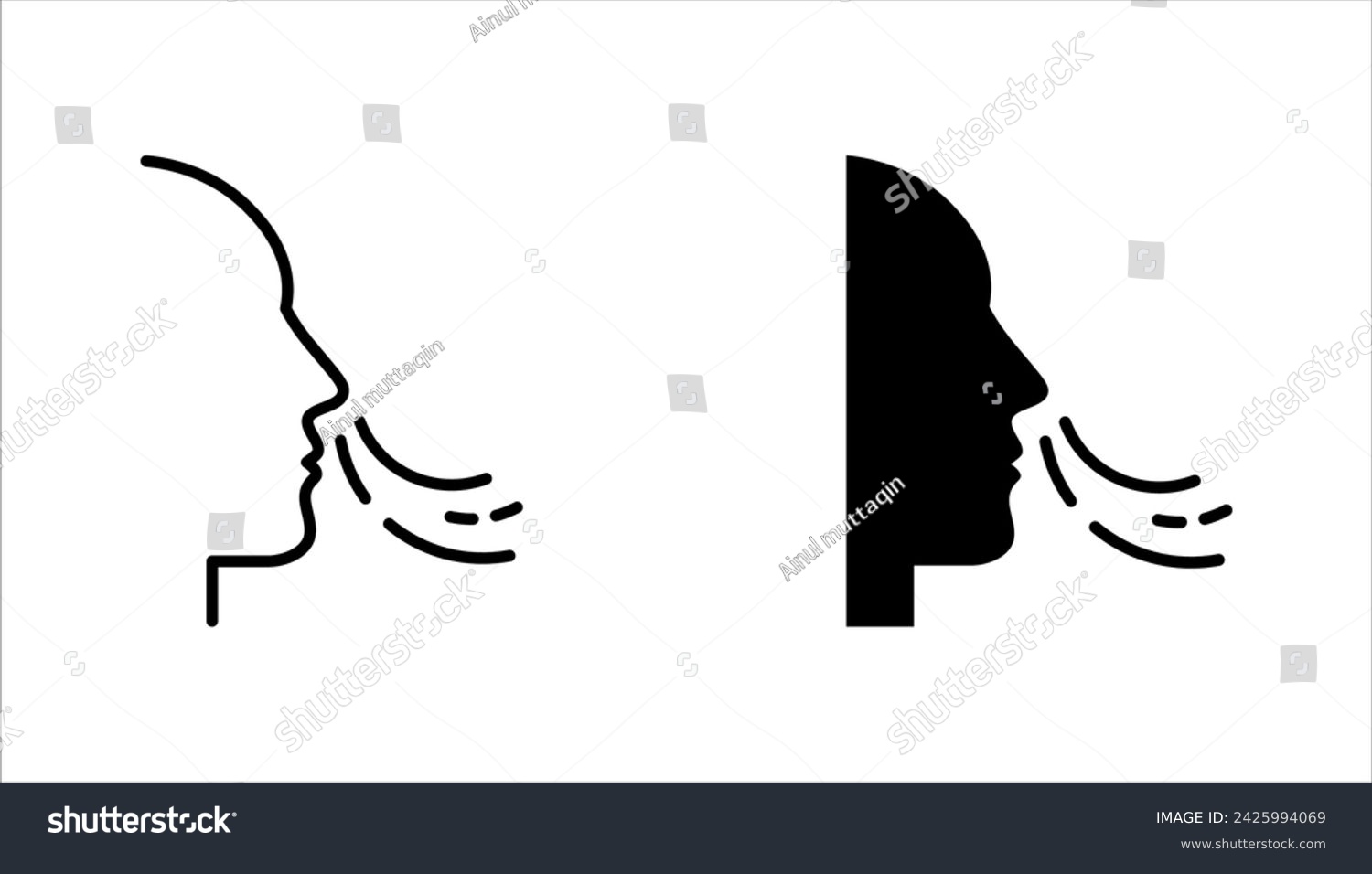 Breathing icon set. Breath difficulties sign. Respiration problems ...