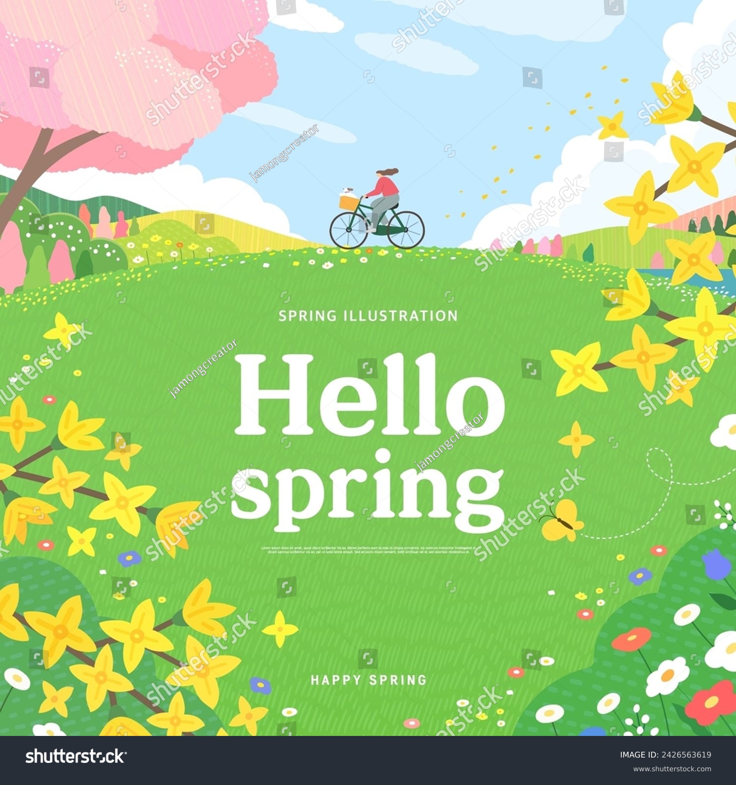 Spring template with beautiful flower. Vector illustration_站酷海洛_正版图片_视频 ...