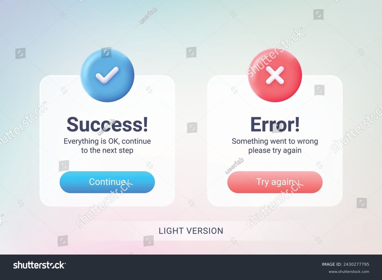 EPS Success and Error Pop-up Message Full Editable and Vector LIGHT ...