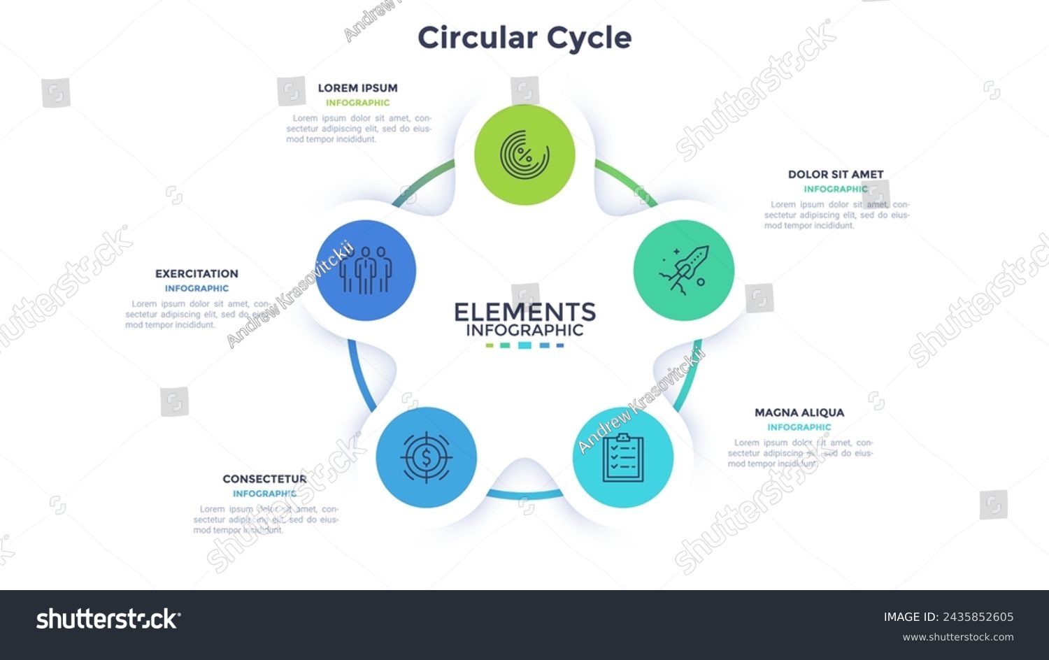 Vector infographic. Template design with cycle diagram 5 step options ...