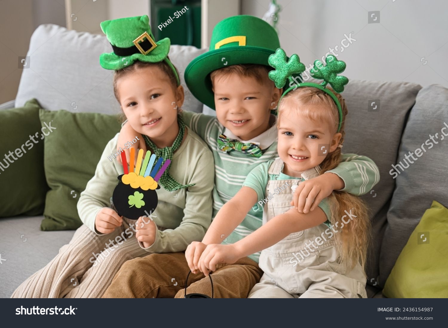 Cute kids celebrating St. Patrick's Day with festive green outfits at ...
