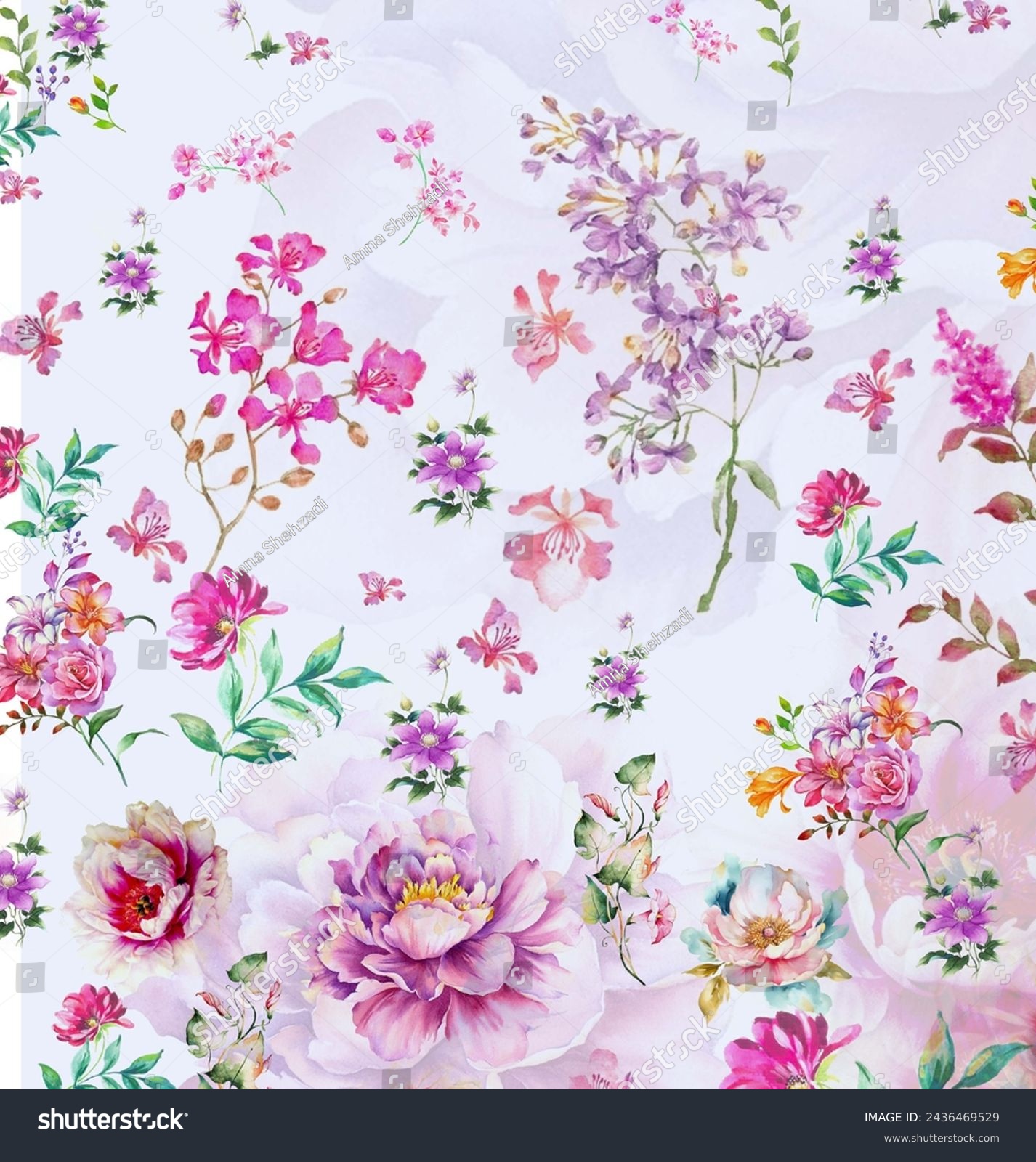 tiger patterns digital boarders seamless patterns water color flowers ...