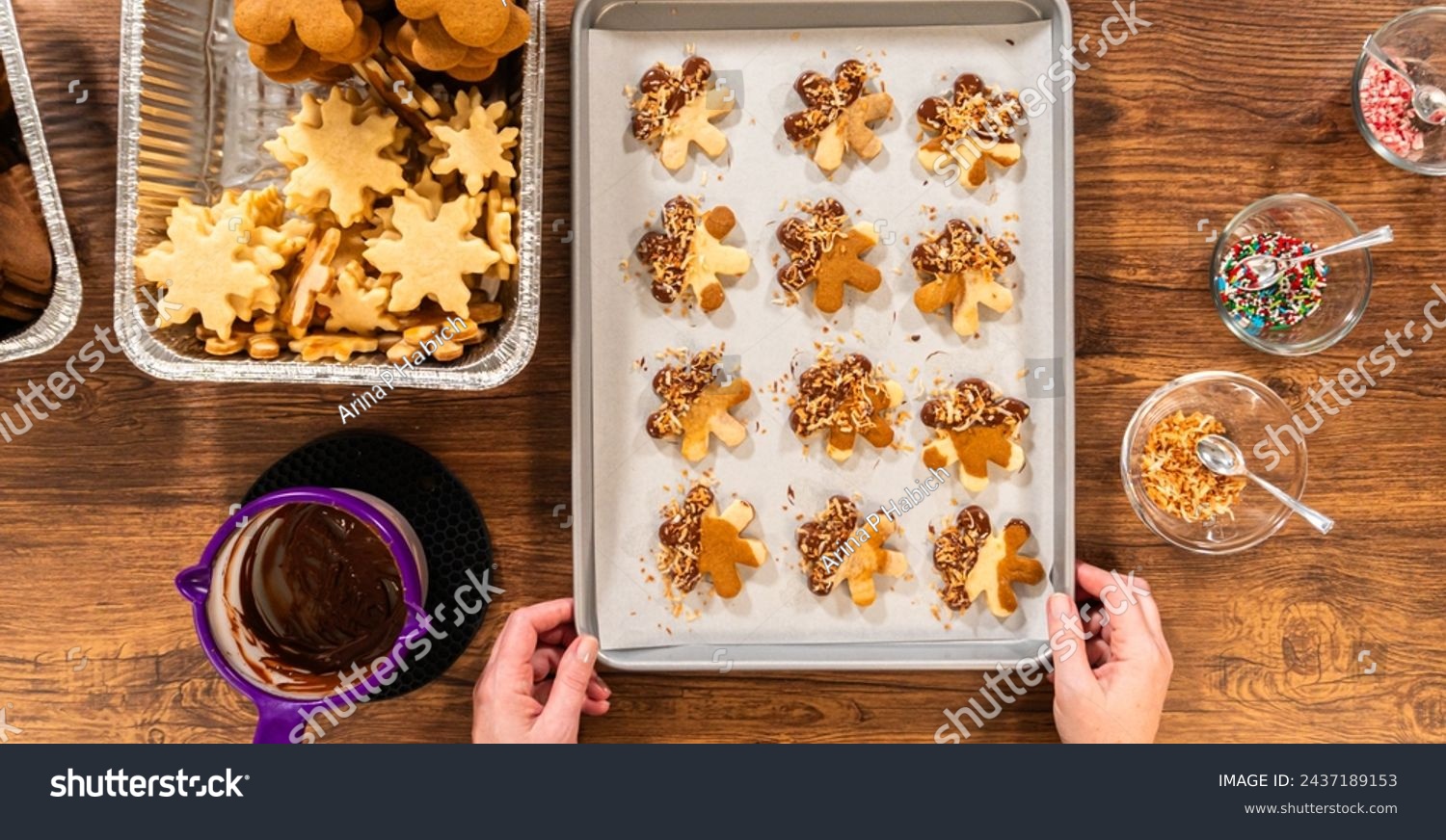 Gingerbread men cookies chocolate-dipped feet generously sprinkled with ...