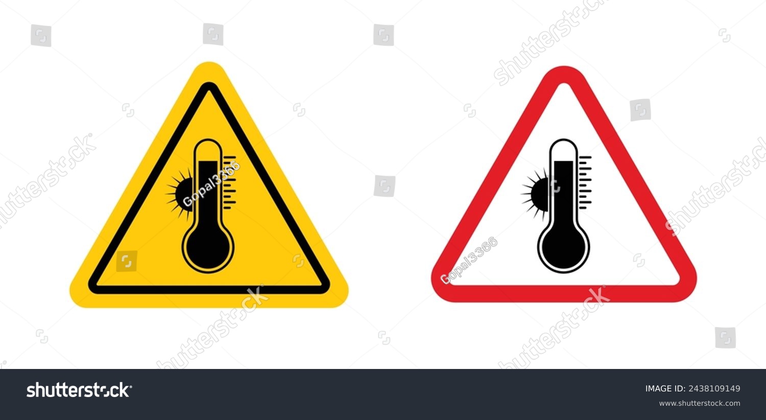 High temperature warning sign. hot boiling point temperature symbol. overheat danger alert ...