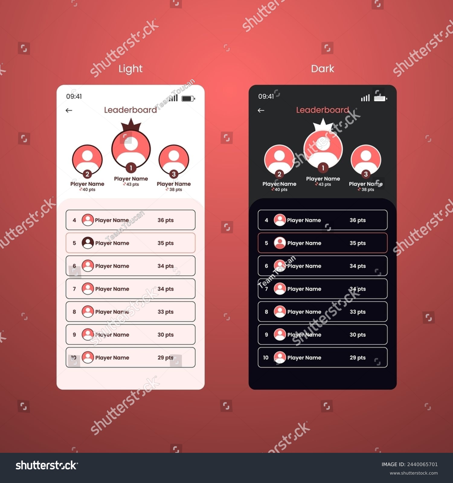 Game leaderboard with different ranks. Leaderboard Mobile Game User Interface GUI Assets. UI ...
