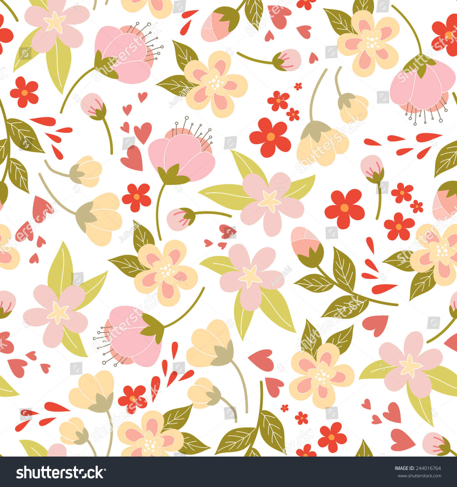 Cute floral pattern. Vector illustration._站酷海洛_正版图片_视频_字体_音乐素材交易平台_站酷旗下品牌