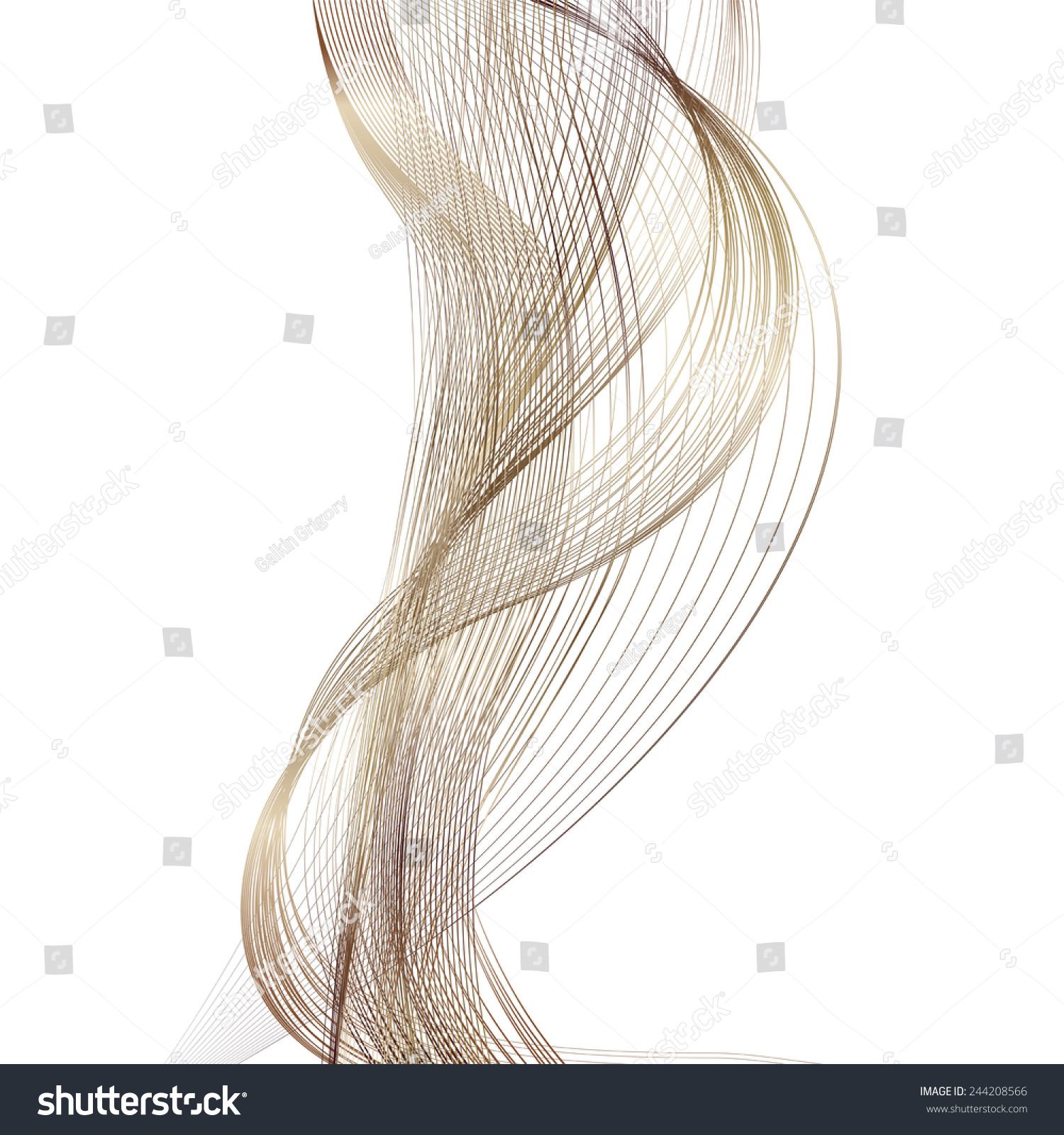 abstract bronze line brown wave ginger band on white background raster ...