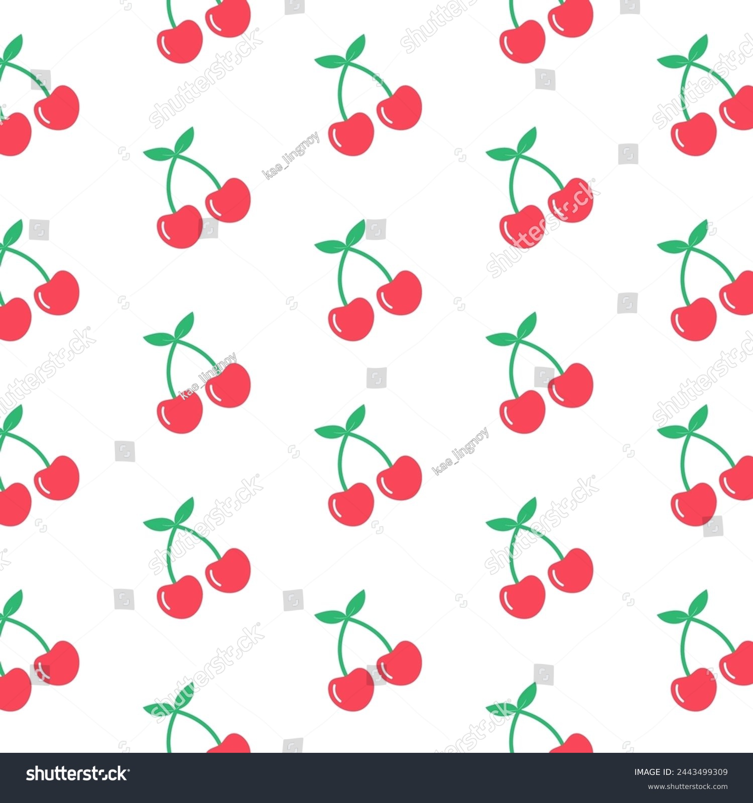 Cherry seamless pattern.Red cherries repeat pattern.Red cherry isolated ...