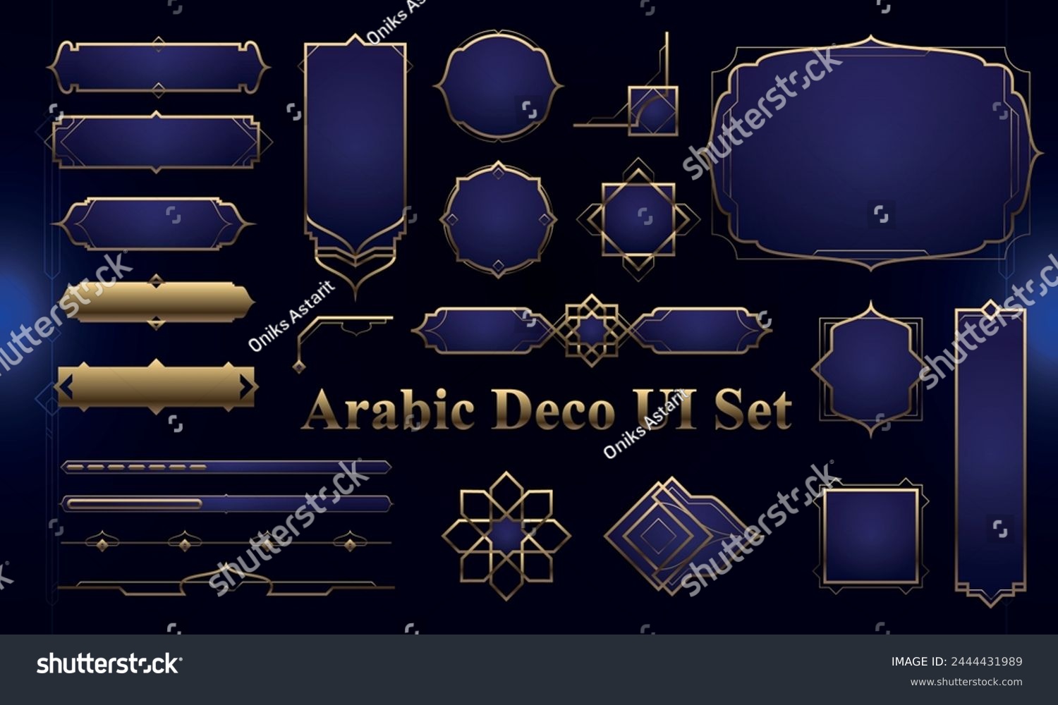 Set of Art Deco Modern User Interface Elements. Fantasy magic HUD with ...