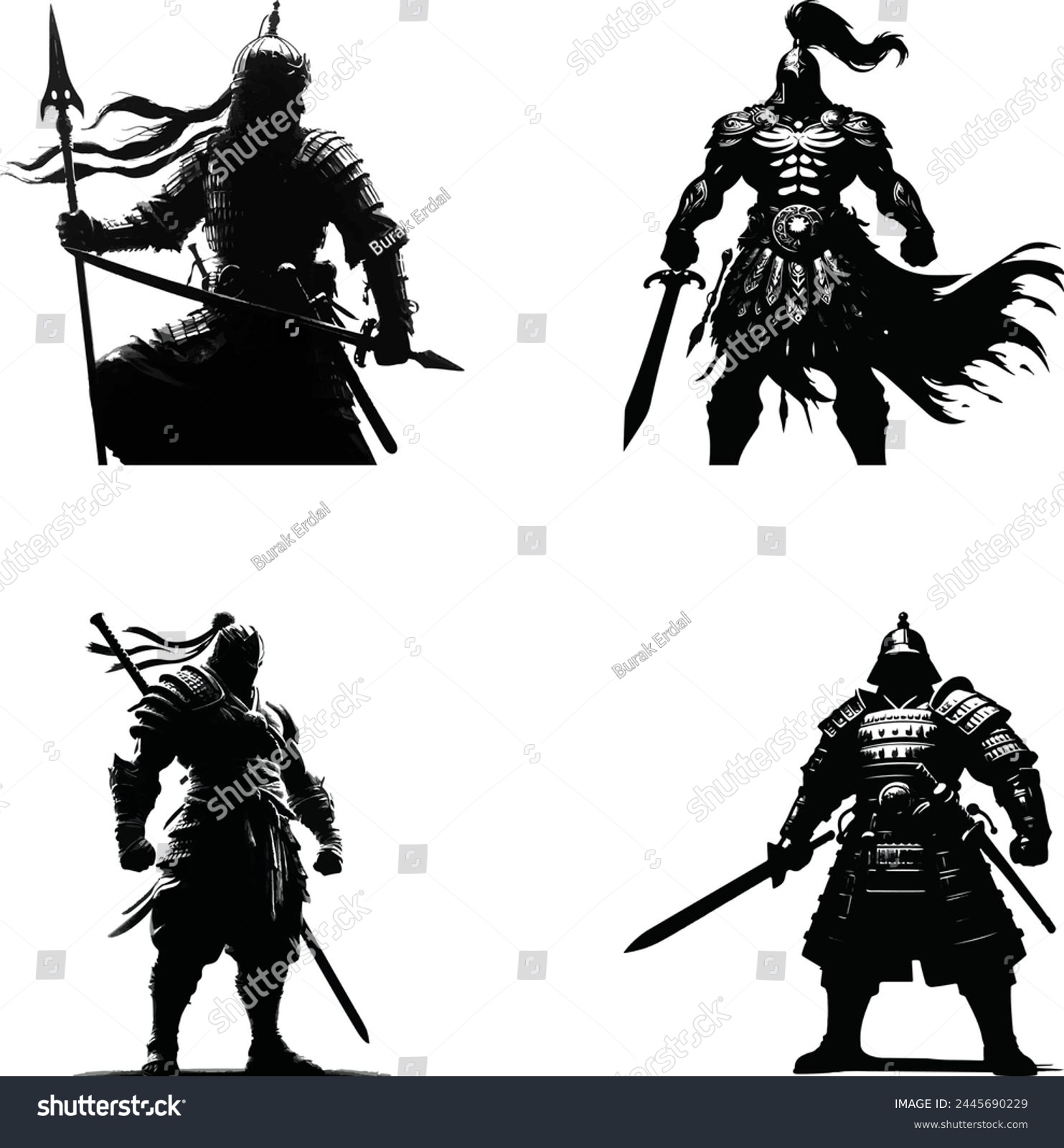 Ancient Turk warrior silhouette collection. Logo set._站酷海洛_正版图片_视频_字体 ...