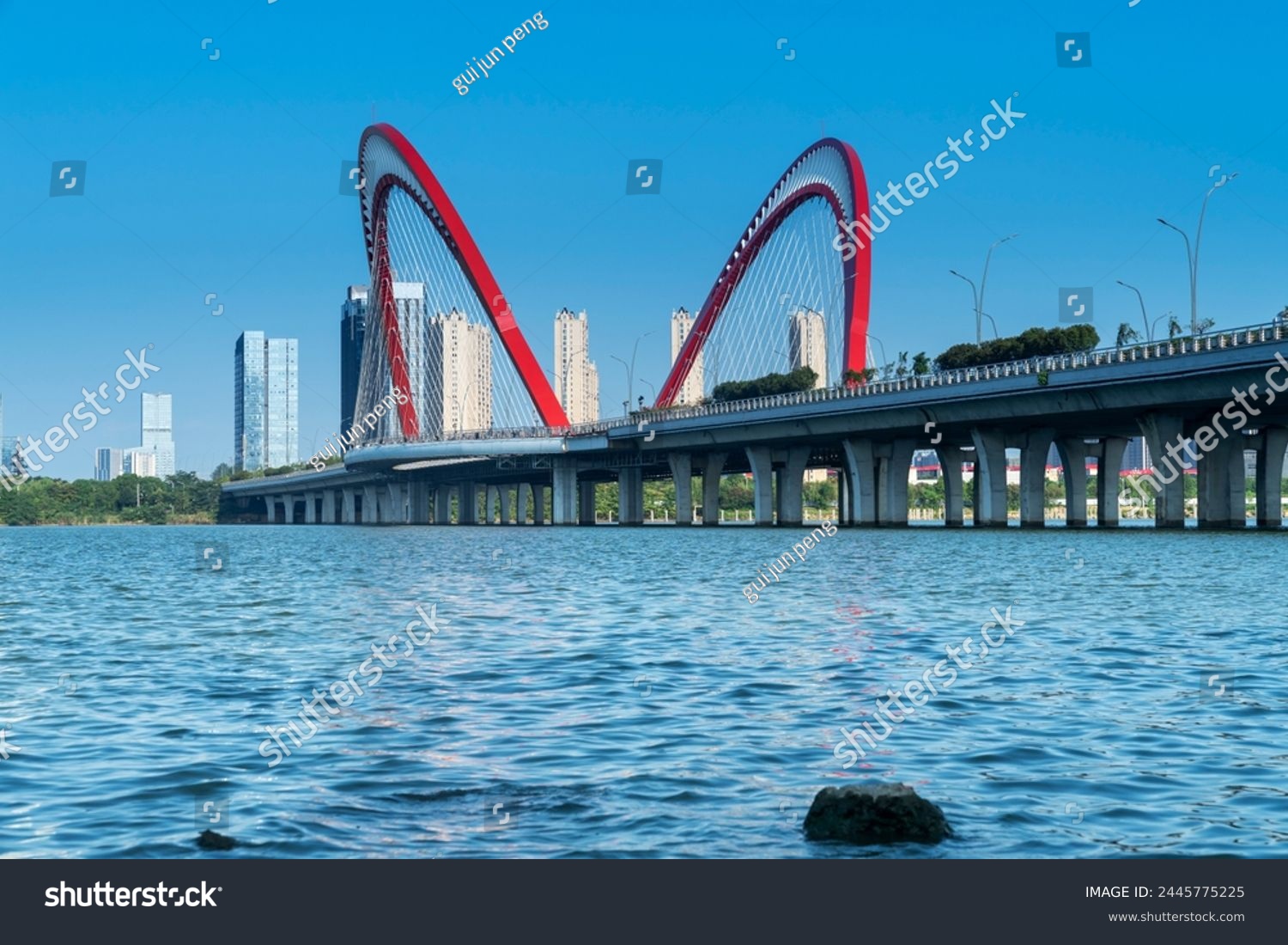 The Bridge in Nanchang China spans the Ganjiang River and the urban ...