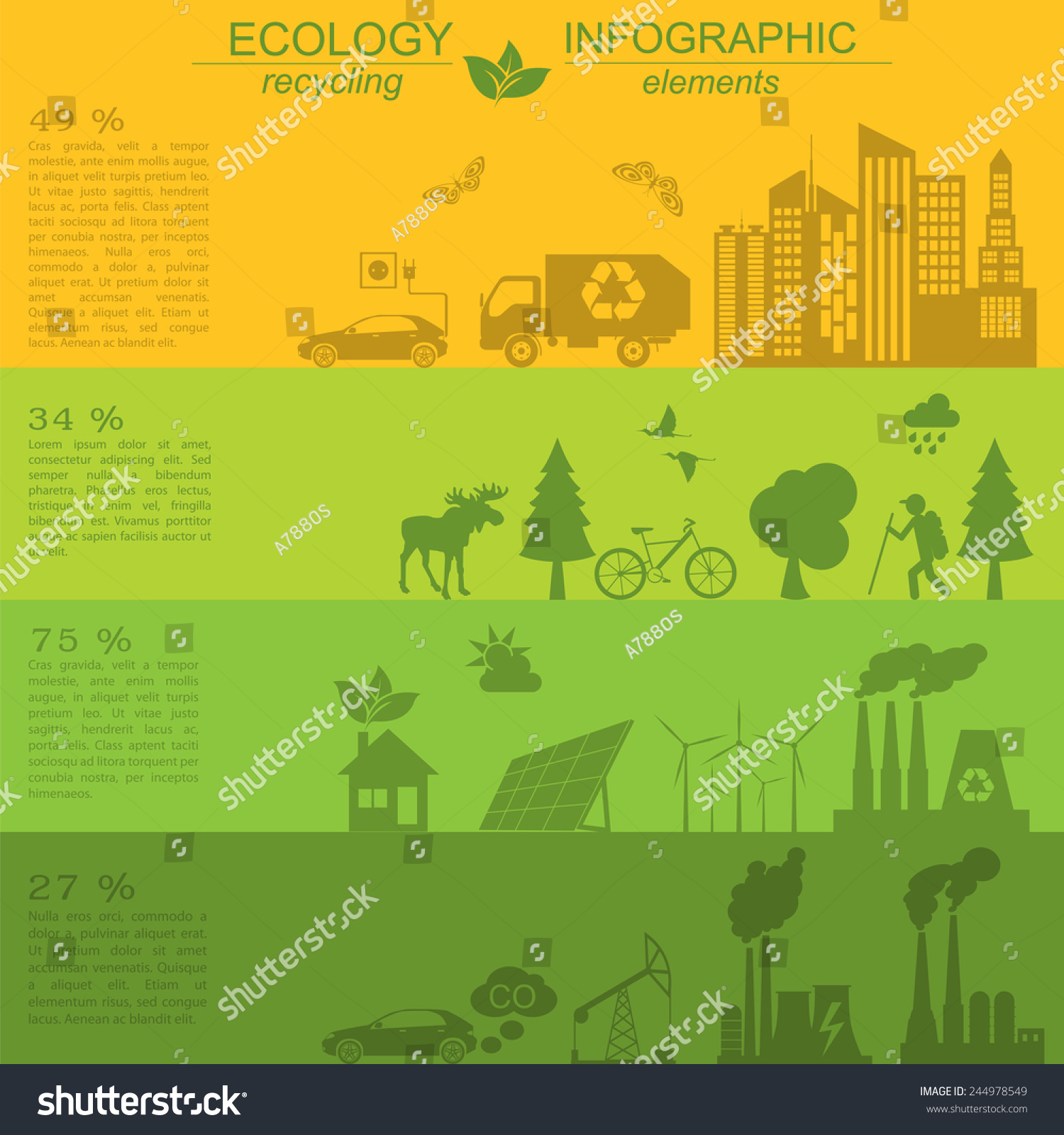 Environment ecology infographic elements. Environmental risks ecosystem ...