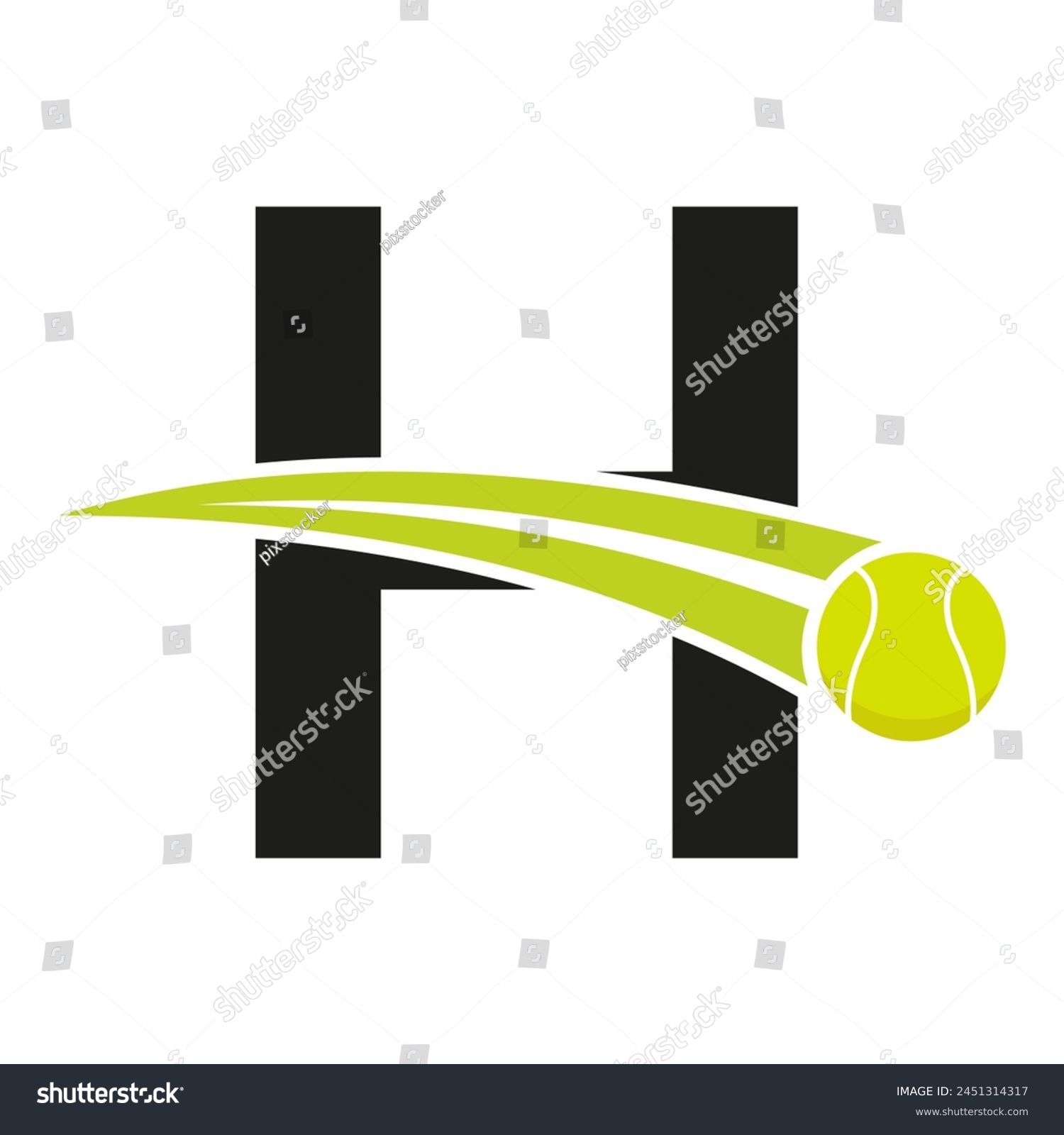 Tennis Logo On Letter H Concept With Moving Tennis Ball Symbol. Tennis ...