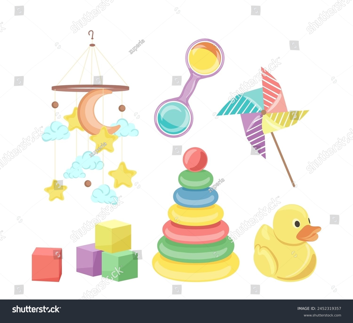 Baby shower toys set with colorful rattles building blocks pyramid ...