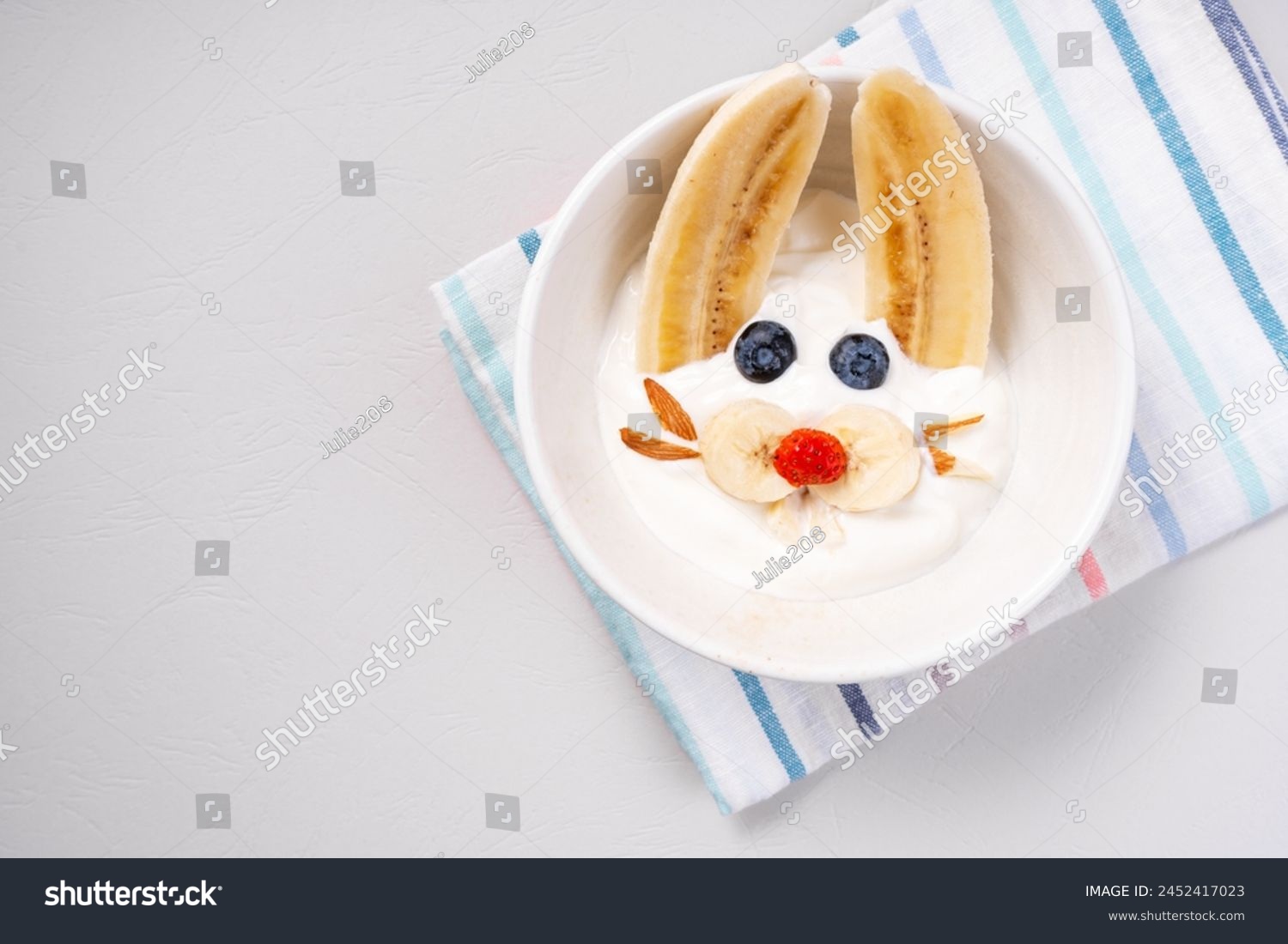 Kids Breakfast Idea Rabbit Yogurt Bowl with Banana and Fresh Berries ...