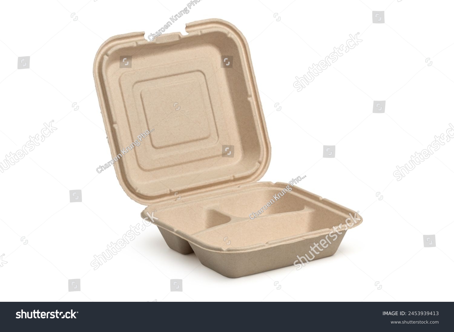 Molded pulp or fiber clamshell takeout container made of eco-friendly ...