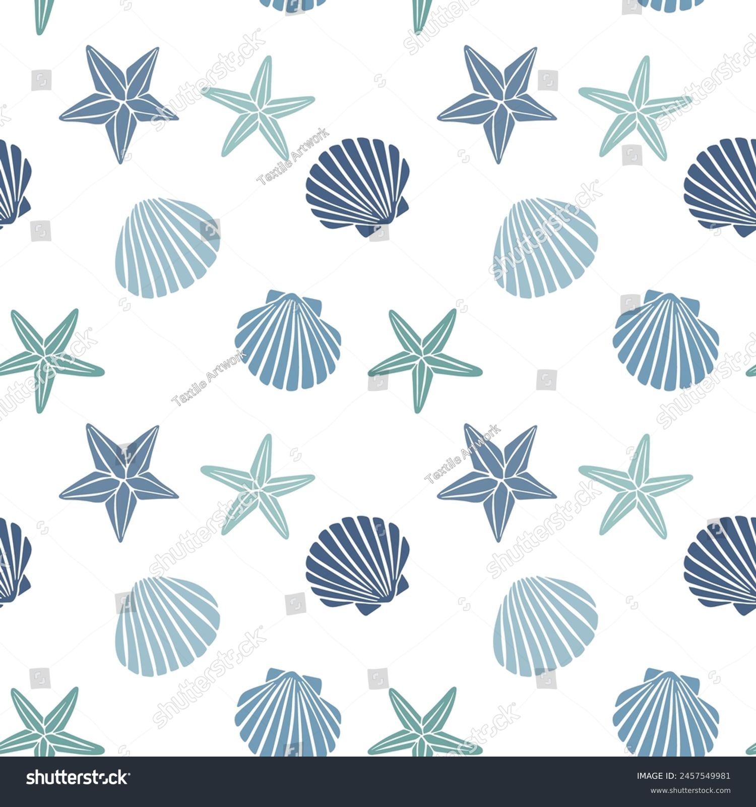 Seashell pattern repeat starfish coastal pattern repeat beach ocean ...
