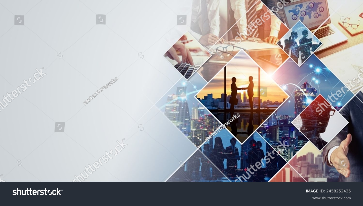 Collage visual of various business scenes. Wide angle image for banners ...