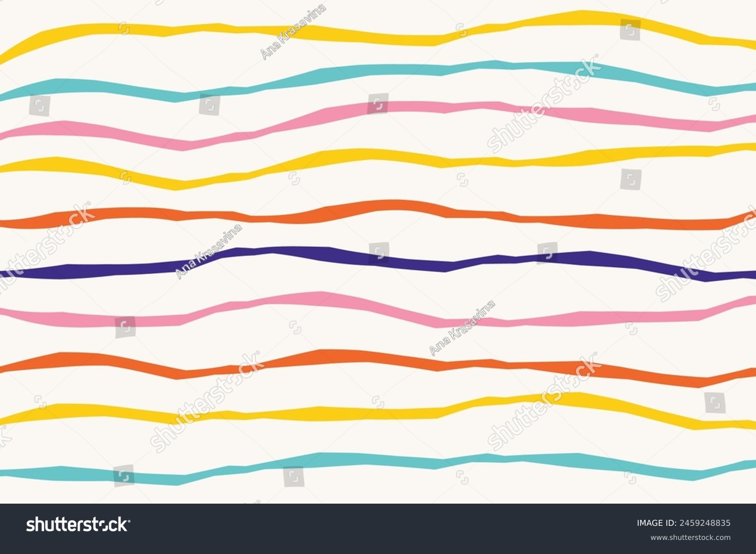 Hand drawn striped pattern with organic geometric shapes lines. bright ...