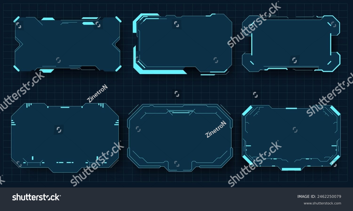 Futuristic Digital Interface Frames - Vector Set of Sci-Fi UI Elements ideal for sci-fi themed ...