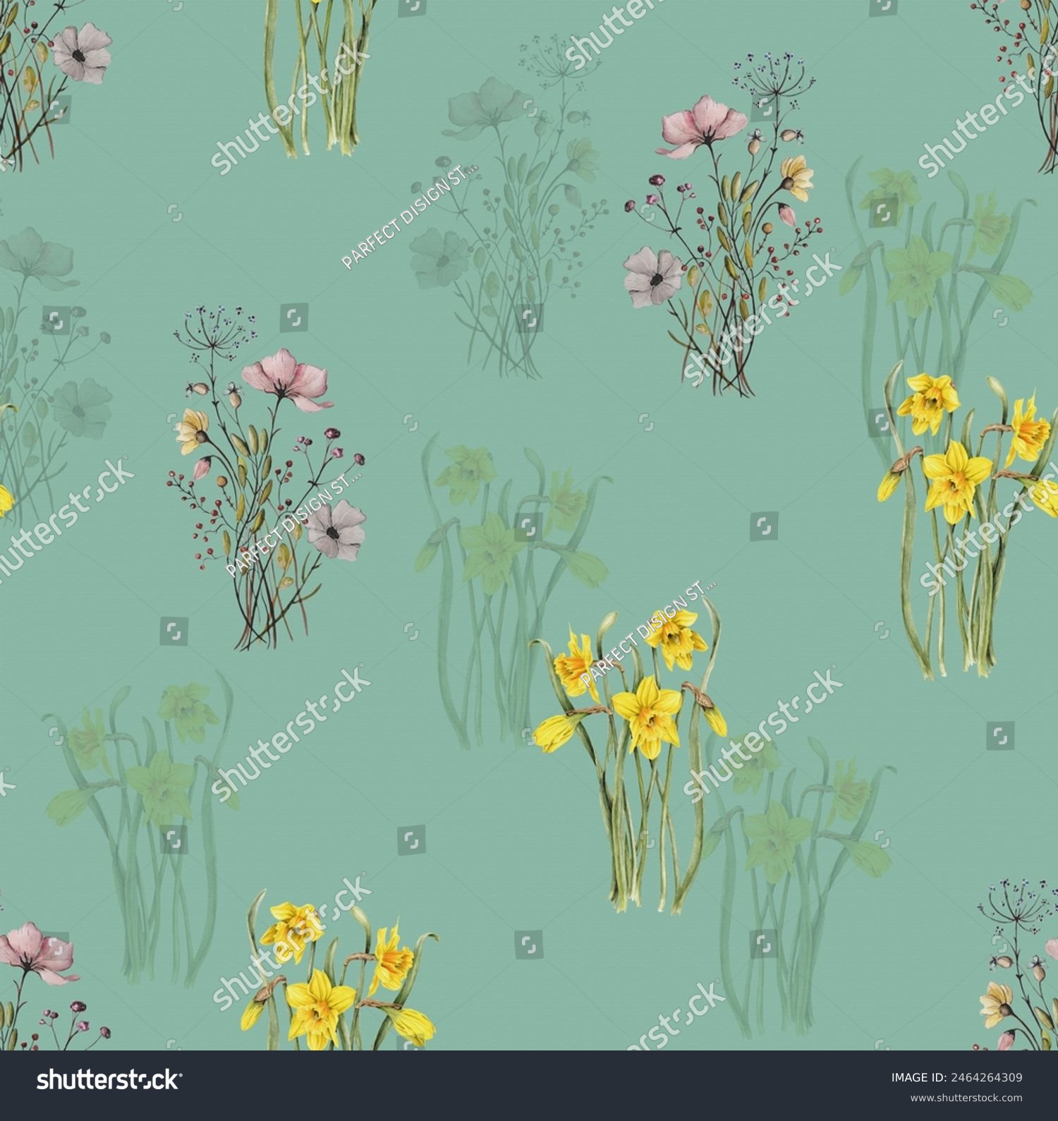 Floral water color oil paint effect allover creation digital textile ...