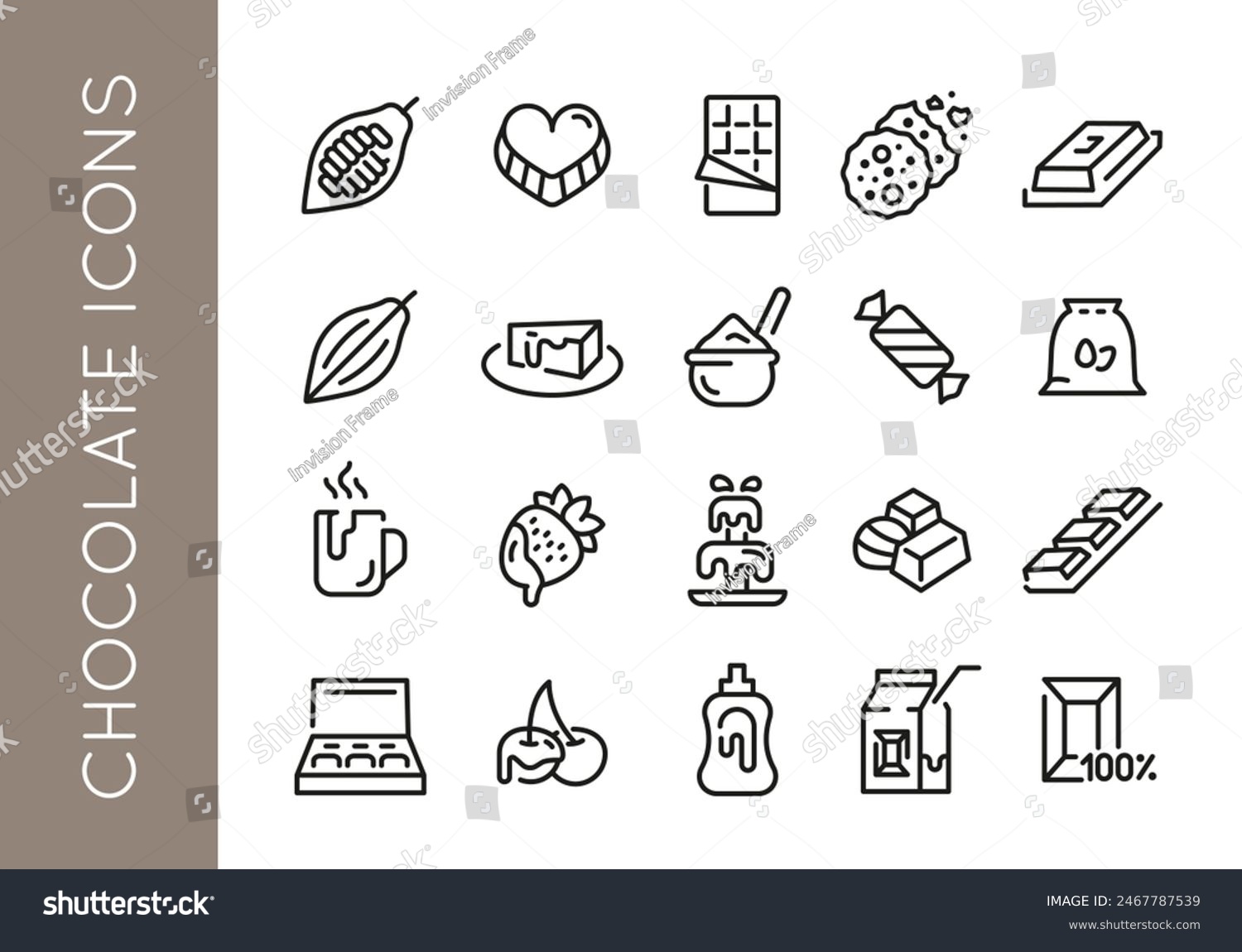 Chocolate icons. Set of 20 chocolate trendy minimal icons. Example ...