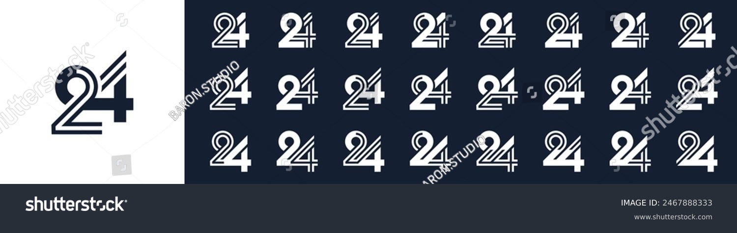 collection of creative number 24 logo designs. abstract twenty-four ...
