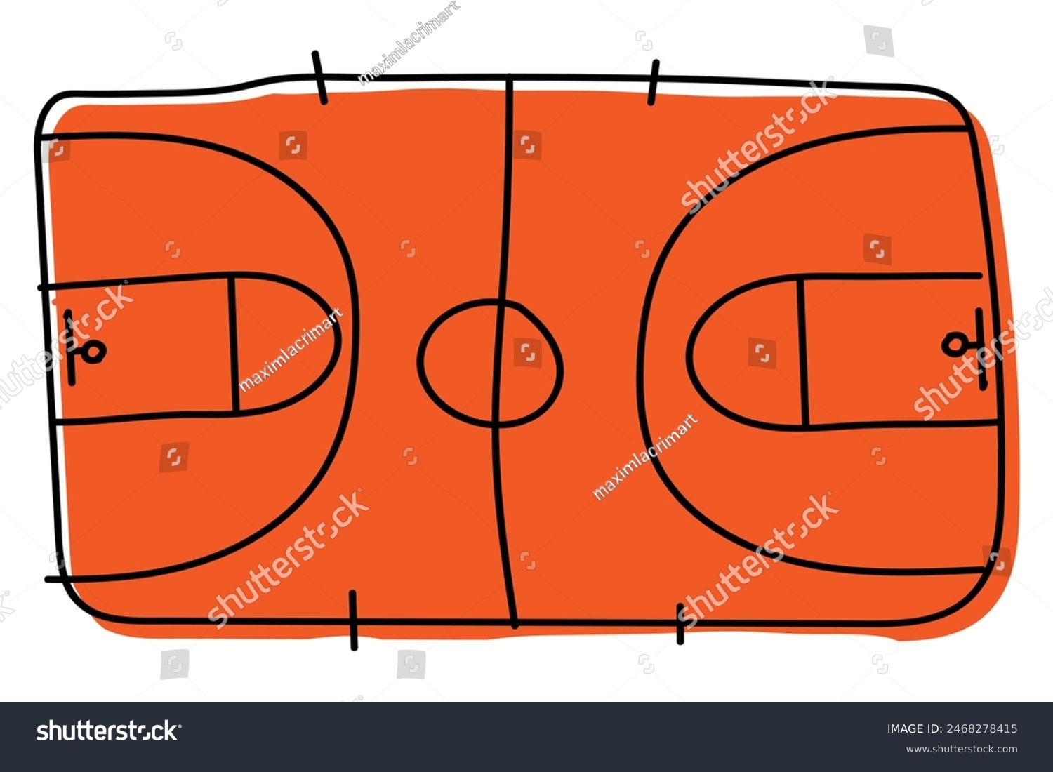Hand drawn basketball court floor. Vector illustration._站酷海洛_正版图片_视频_字体_音乐素材交易平台_站酷旗下品牌