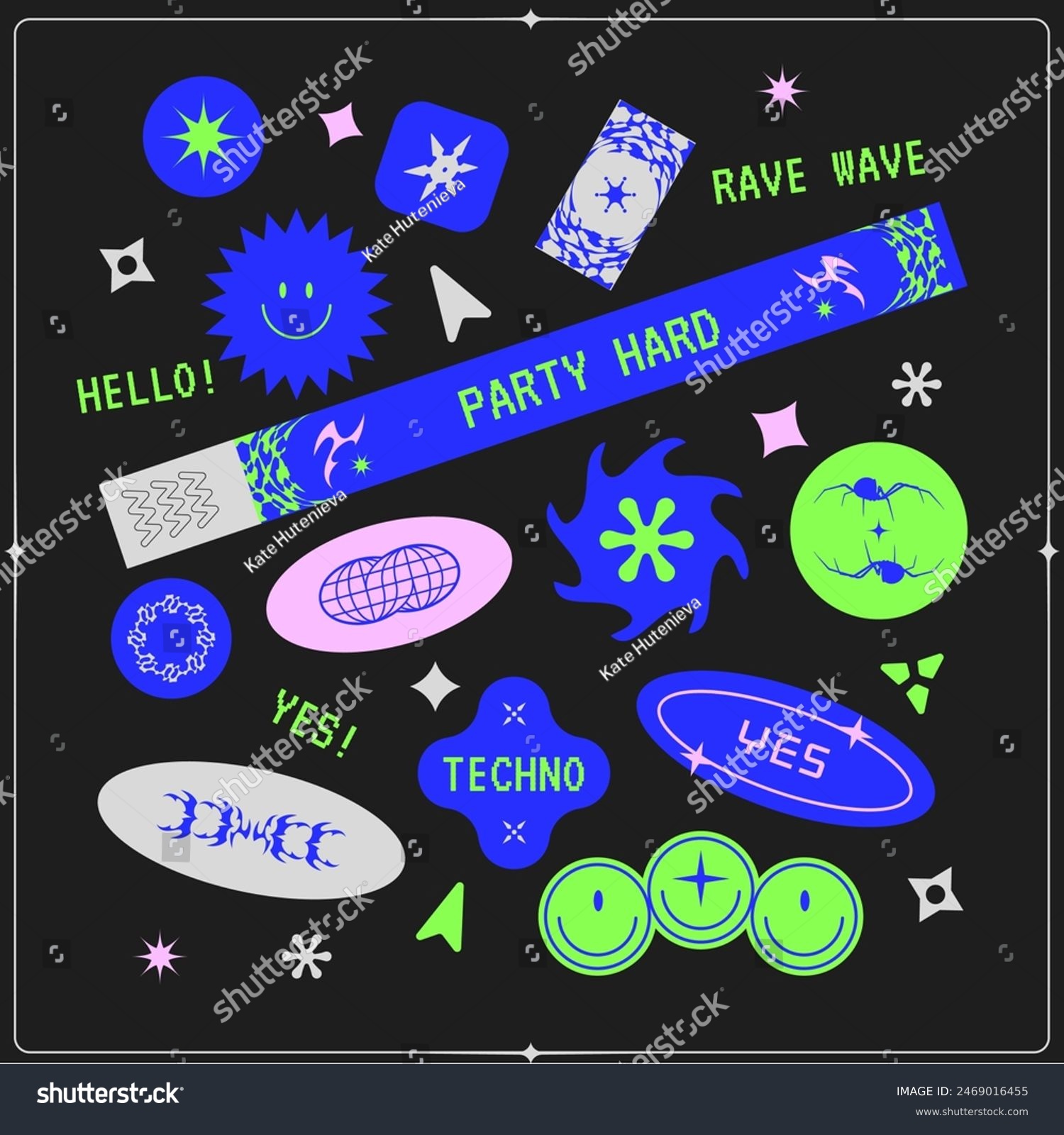 collection of various patches labels tags stickers brands of bracelets ...