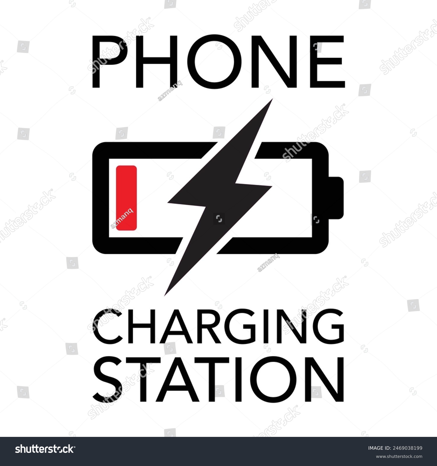 PHONE CHARGING STATION sign. Simple flat design. Editable EPS 10 vector ...