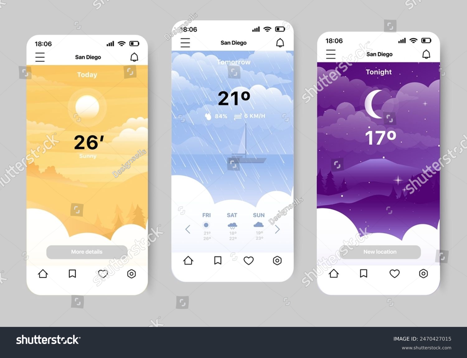 Weather forecaster app concept in flat design. A convenient and ...